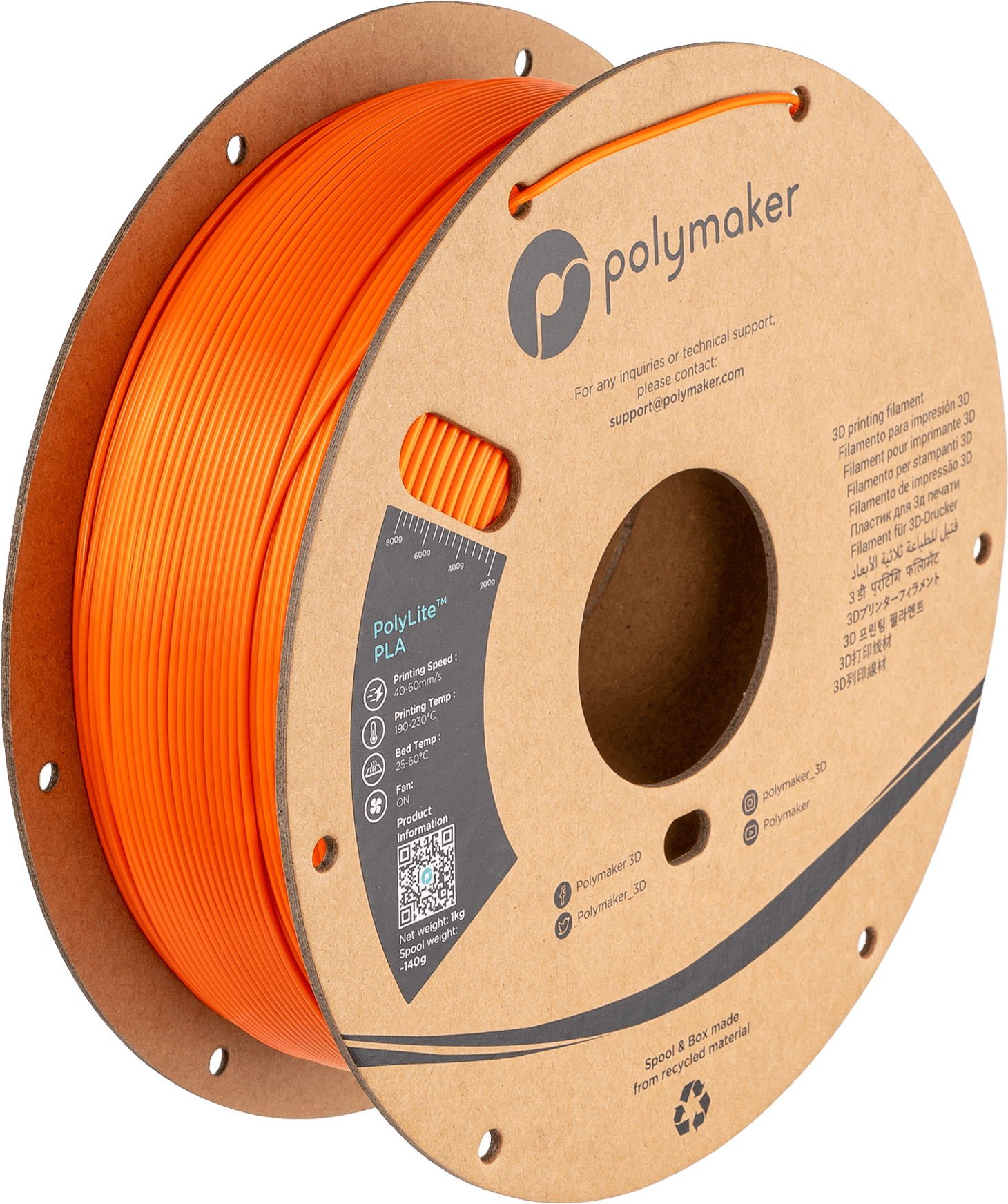 Polymaker PolyLite PLA Filament Silk Orange 1,75mm 1KG – AC products